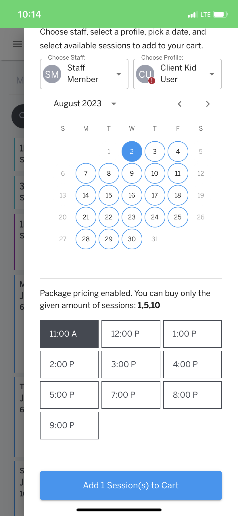 Schedule Session During Checkout